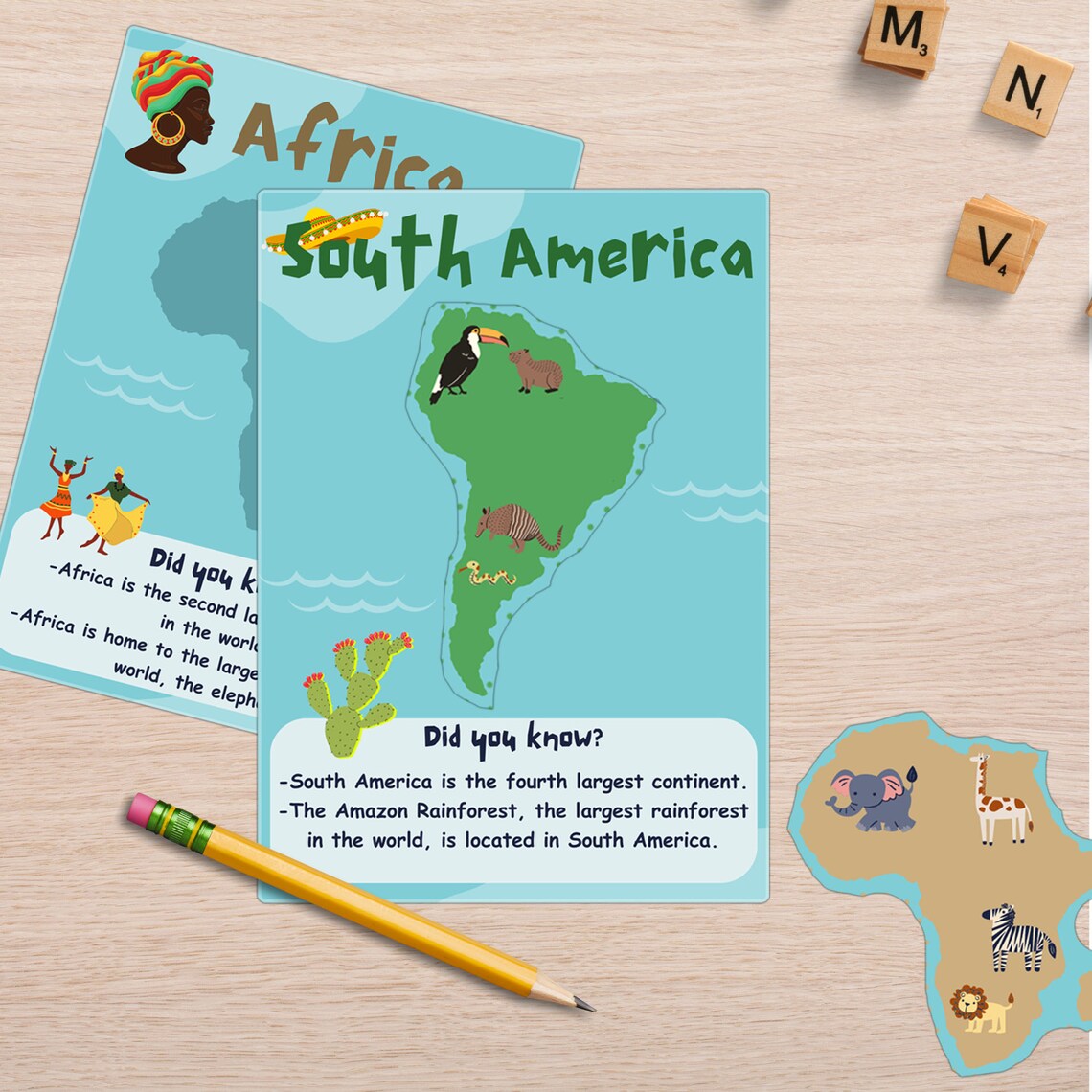Continents Activity & Flashcards, Geography for Kids, Hands-on Learning ...