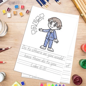 Bible Verse Tracing and Coloring Worksheets, Printable Kids Bible Verse ...