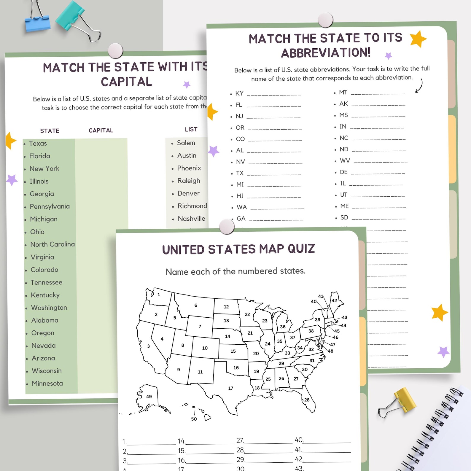 US States Unit Study: United States, 50 States Printable Pack for Kids ...