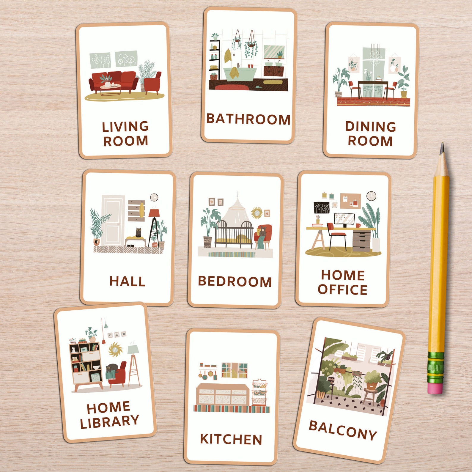Montessori House & Furniture Flashcards: English Vocabulary Activity ...