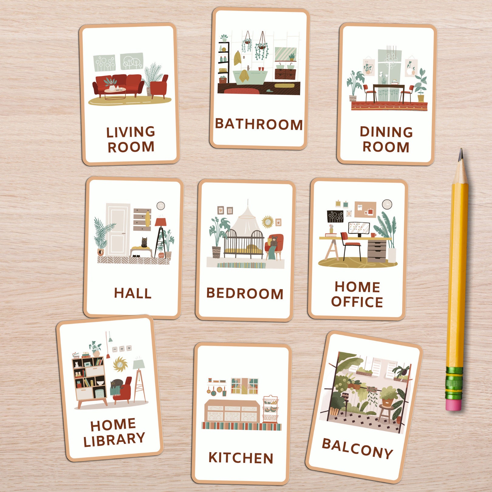 Montessori House & Furniture Flashcards: English Vocabulary Activity ...