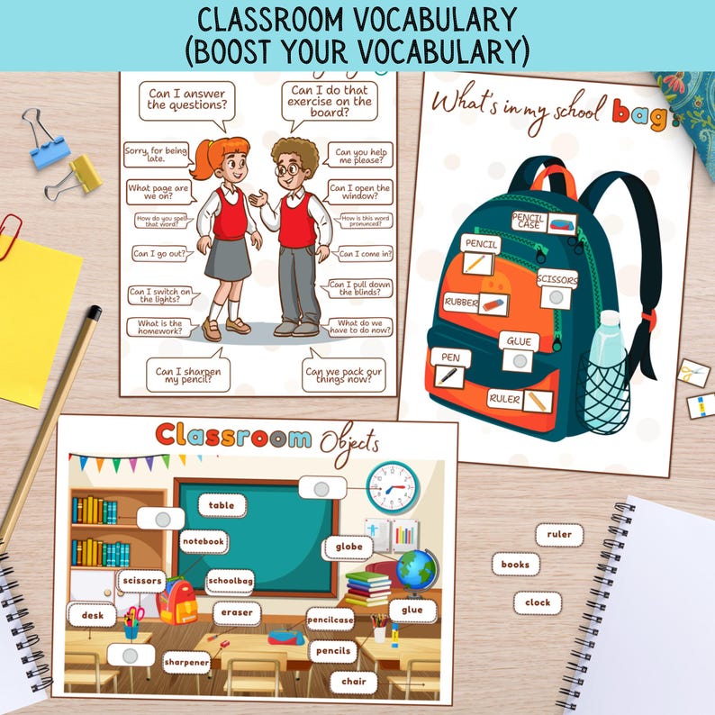 ESL Classroom Vocabulary Activities: Matching Games & Worksheets (PDF ...