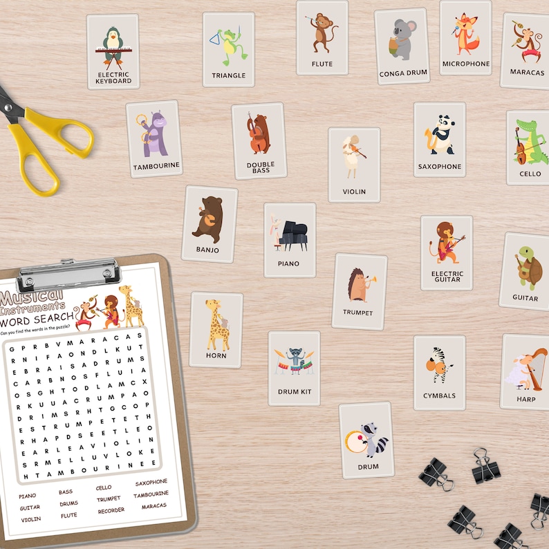 Music Instruments Activity Lesson & Flashcards Montessori Kids ...