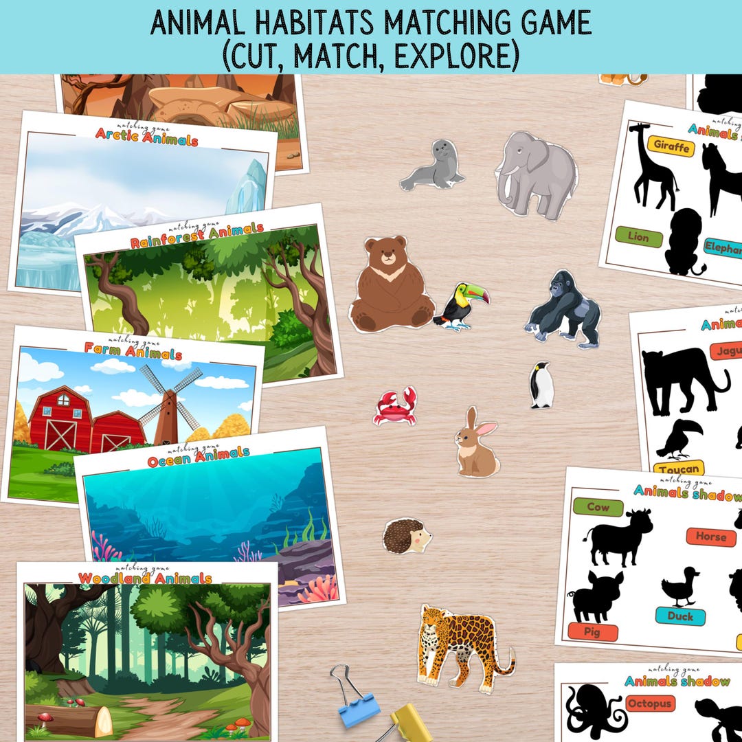 Animals Habitats Matching Game: Montessori Homeschool Printable ...