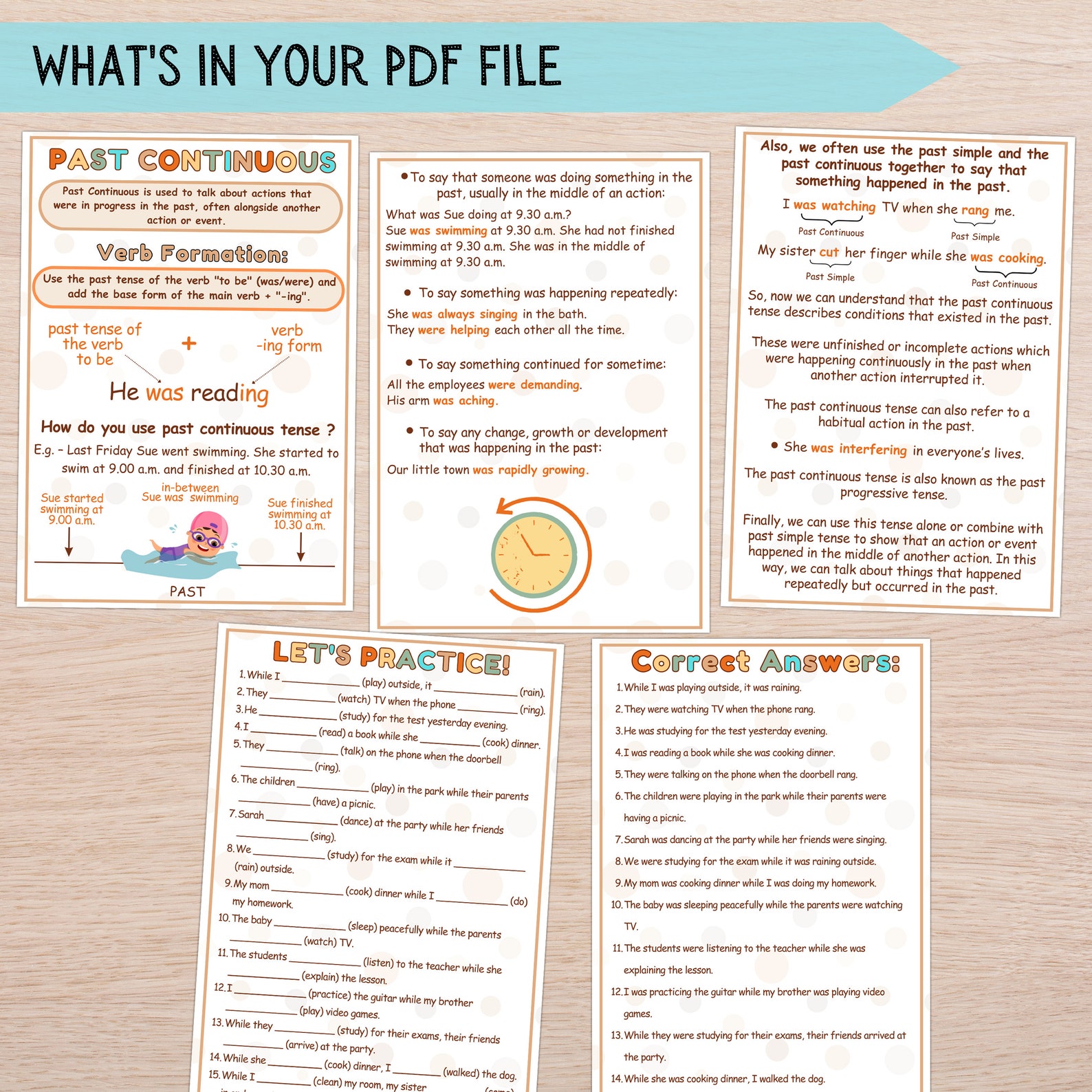 Past Continuous Lesson & Worksheets for Kids, Learning Ing Verbs ...