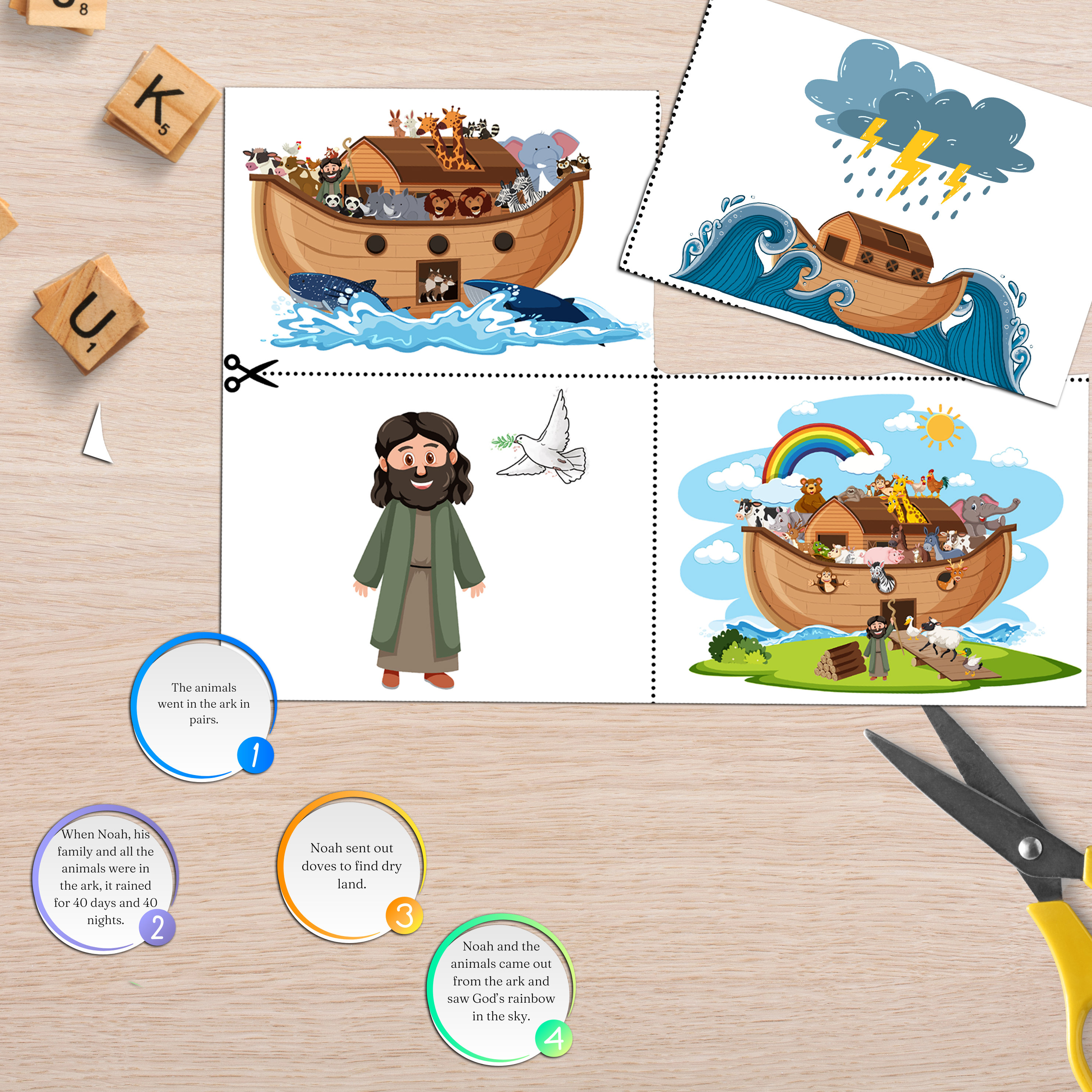 Noah's Ark Activity: Printable Bible Lesson & Matching Game (PDF ...