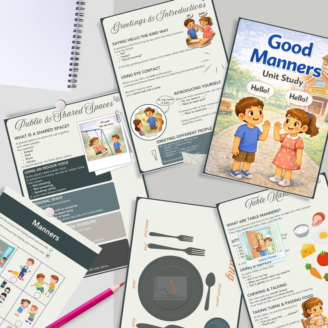 Good Manners Unit Study for Kids Printable | Social Skills Activities ...