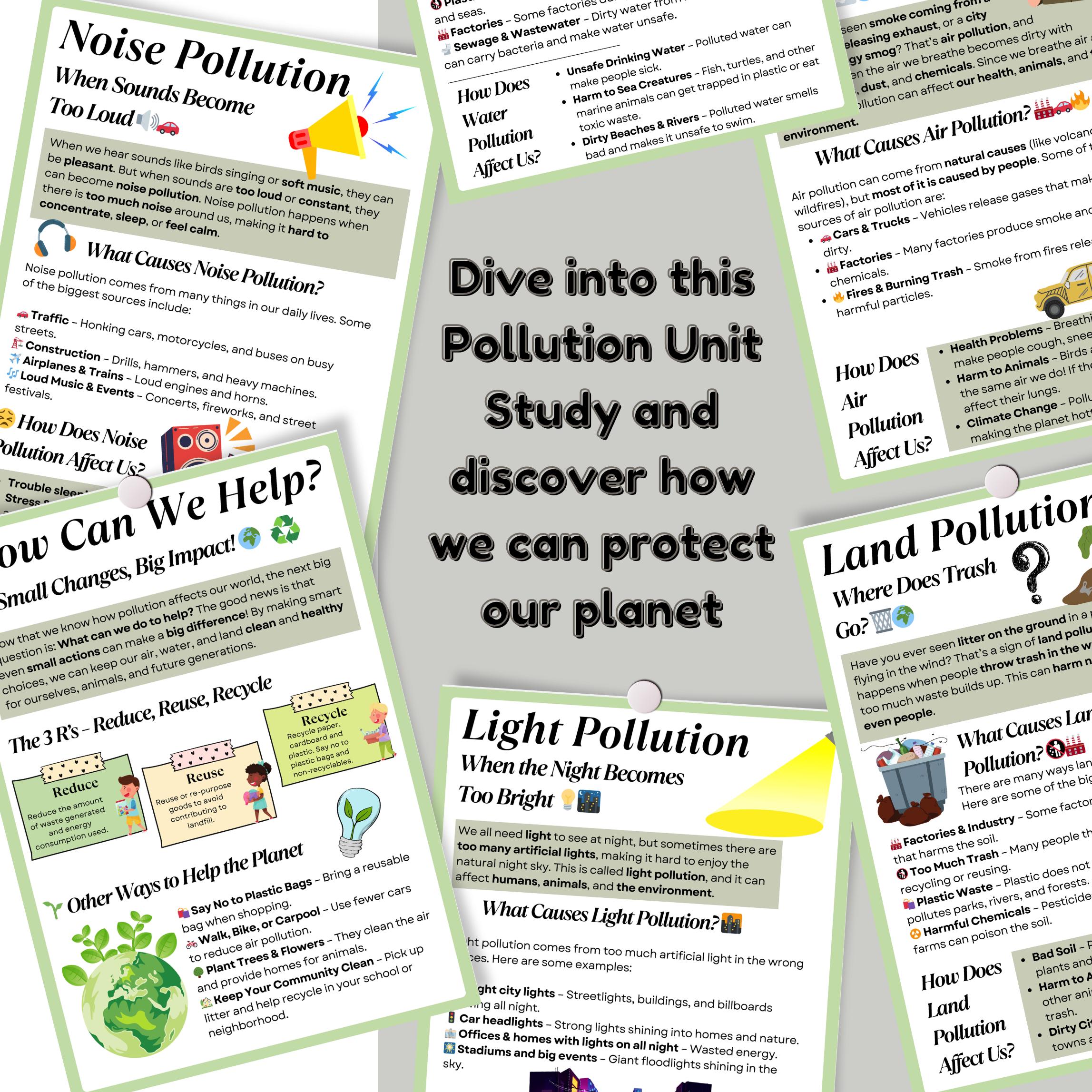 Pollution Unit Study for Kids | Environmental Science Activities ...