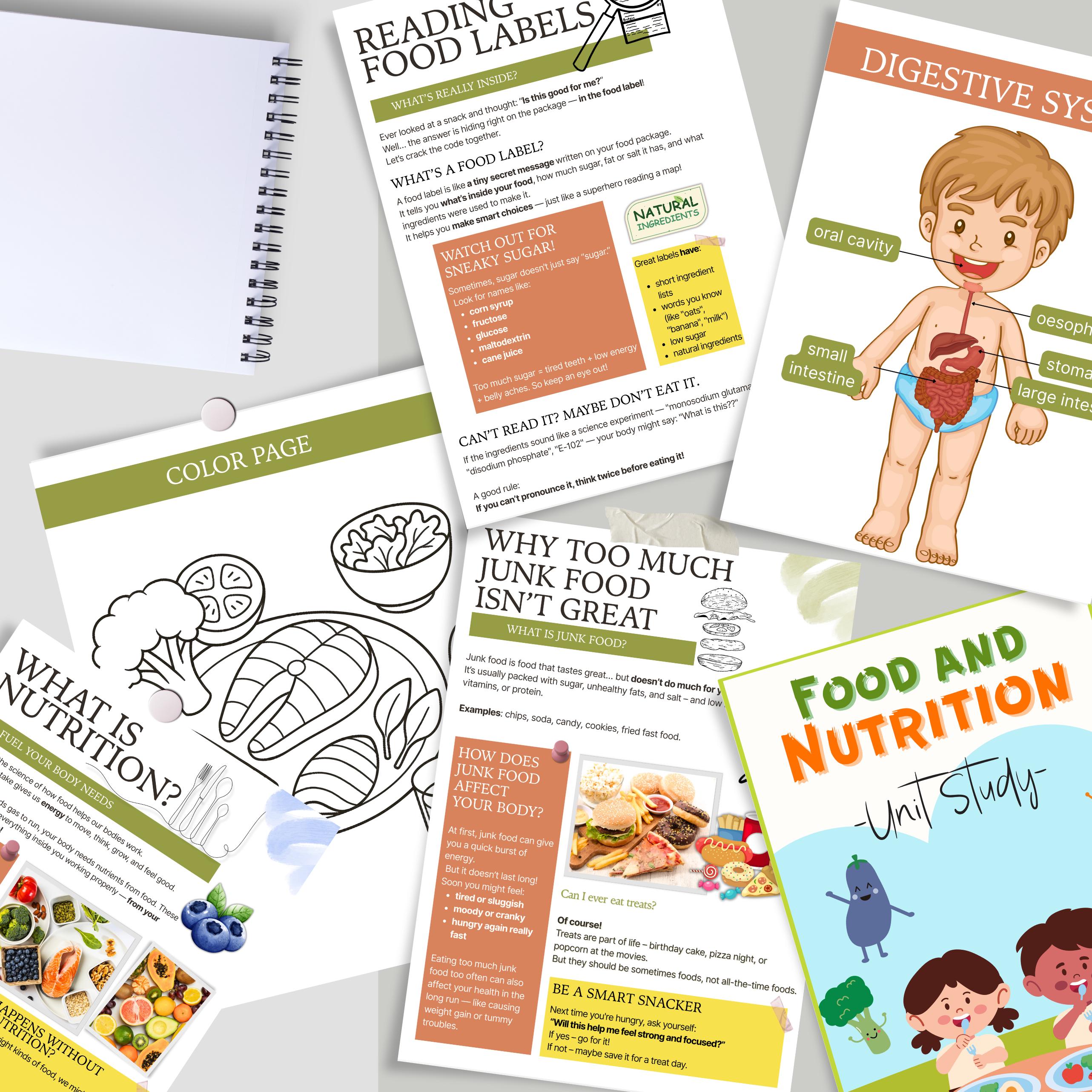 Nutrition Unit Study for Kids | Healthy Eating Printable Science ...