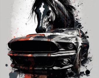 Ford Mustang Inspired Digital Art, Digital Car Print, Car Poster ...