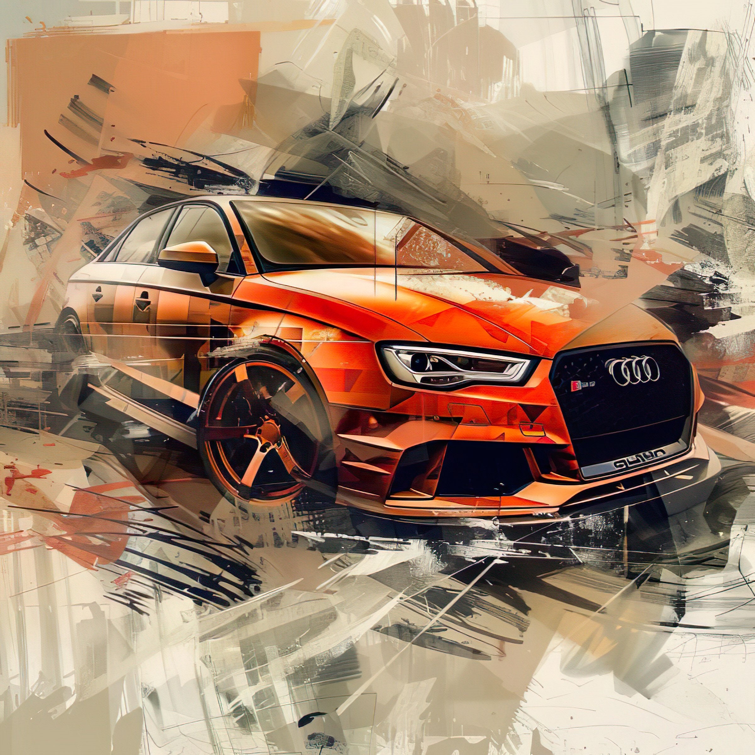 Audi Inspired Digital Art, RS Artdigital Car Print, Car Poster, Audi ...