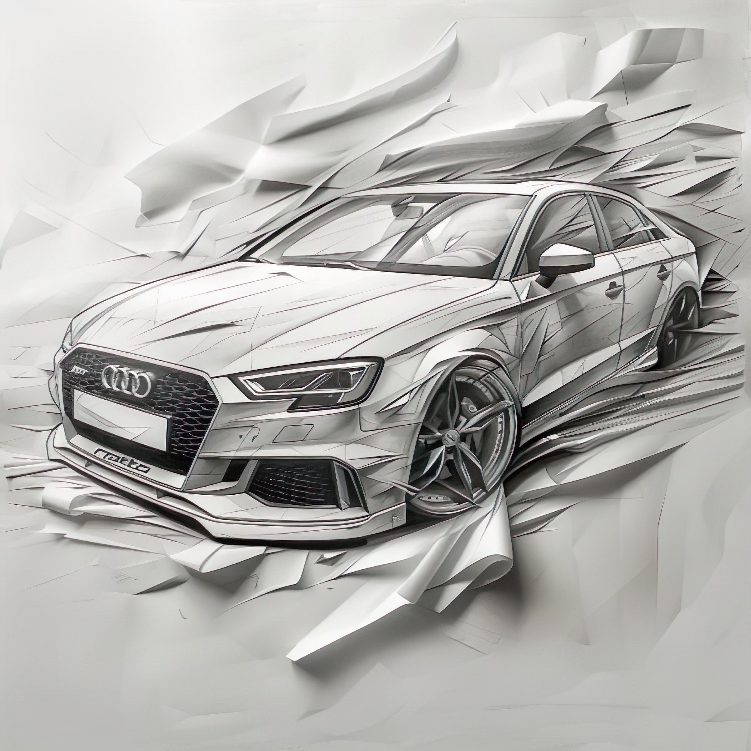 Audi Inspired Digital Art, RS Artdigital Car Print, Car Poster, Audi ...
