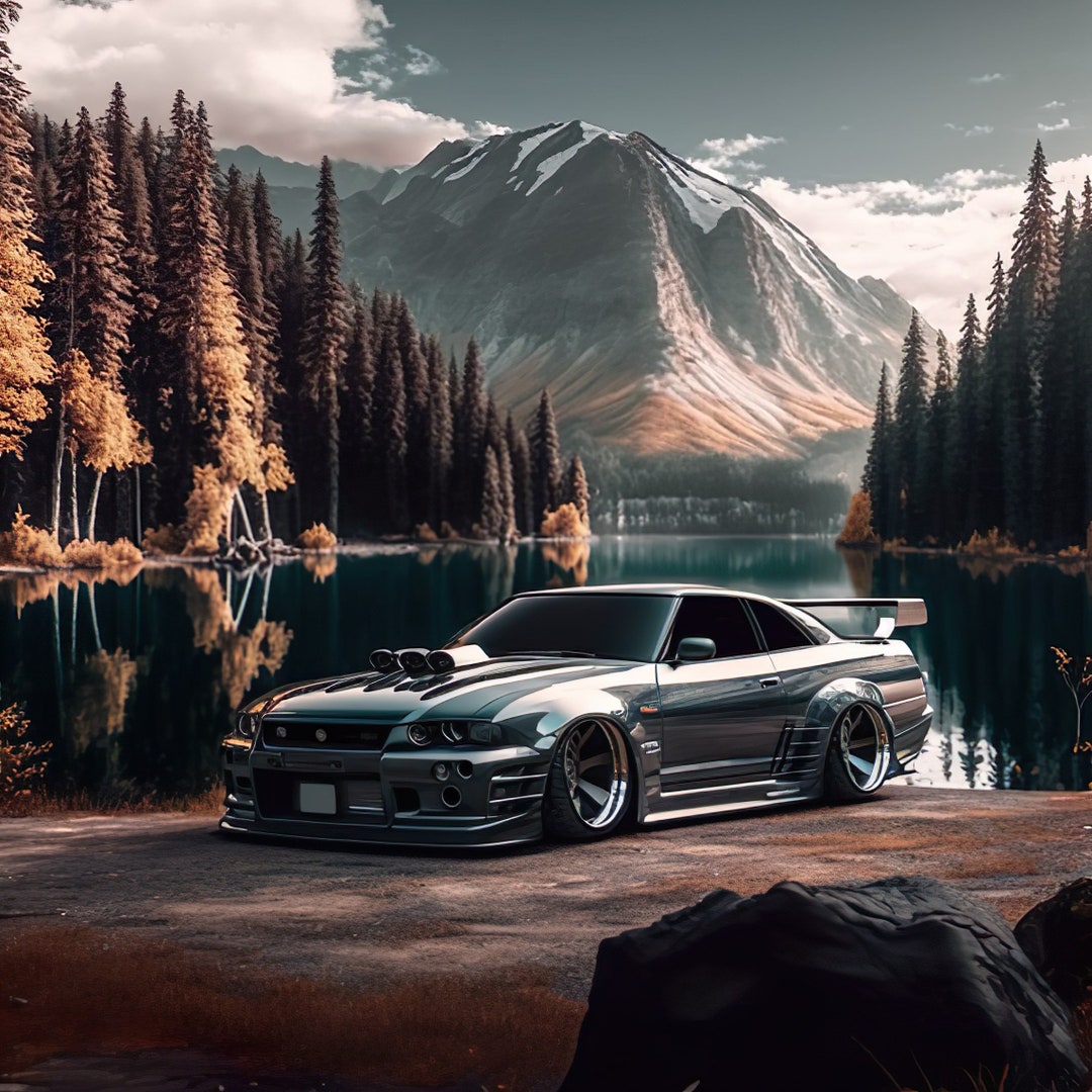 Skyline Inspired Digital Art, Digital Car Print, Car Poster, Nissan ...