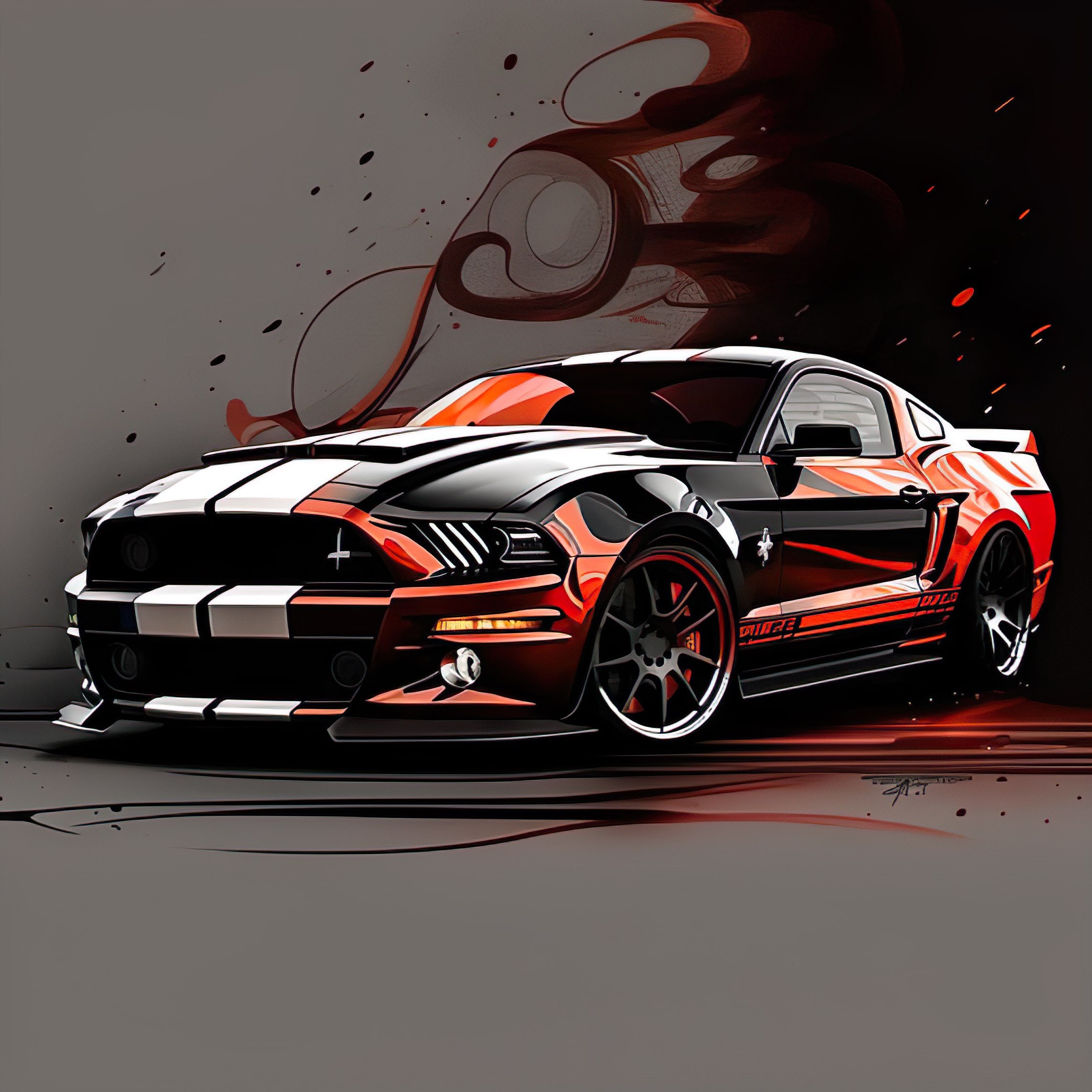 Ford Mustang Inspired Digital Art, Digital Car Print, Car Poster ...