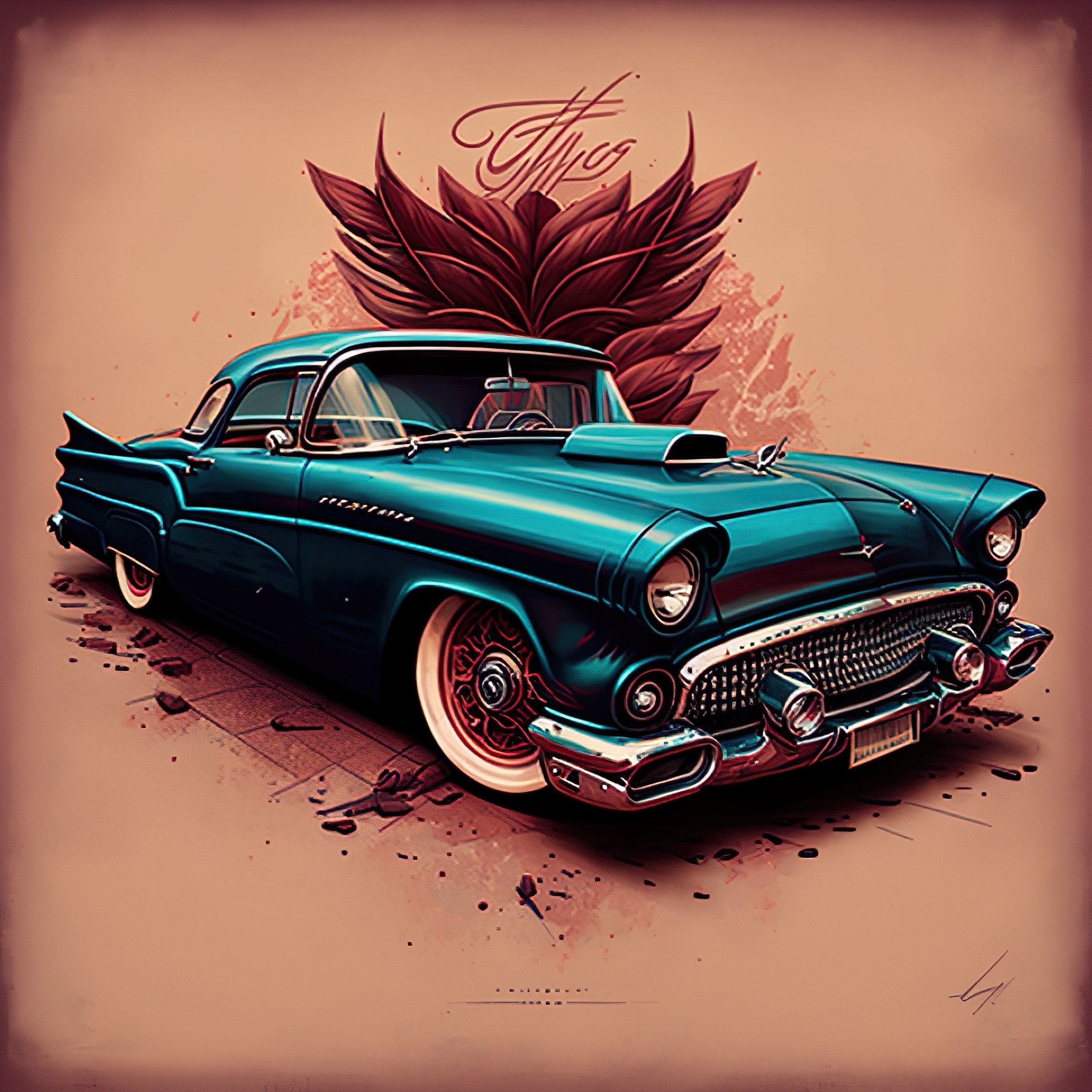 Retro Classic Inspired Digital Art, Digital Car Print, Car Poster ...