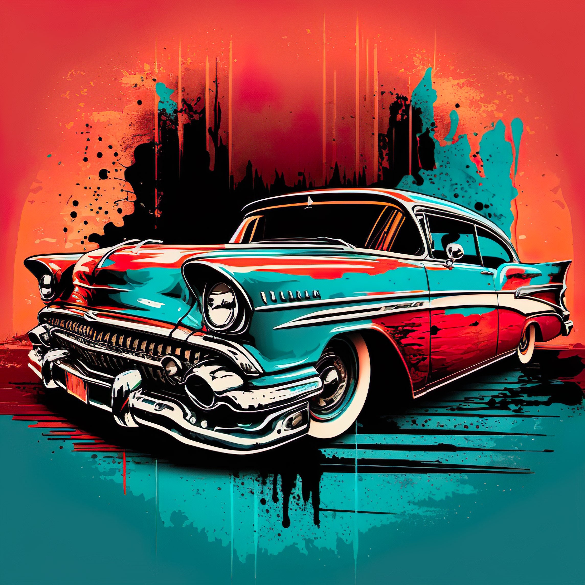 Retro Classic Inspired Digital Art, Digital Car Print, Car Poster ...