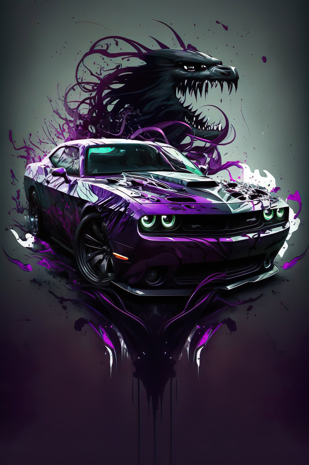 Dodge Challenger Inspired Digital Art, Digital Car Print, Car Poster ...