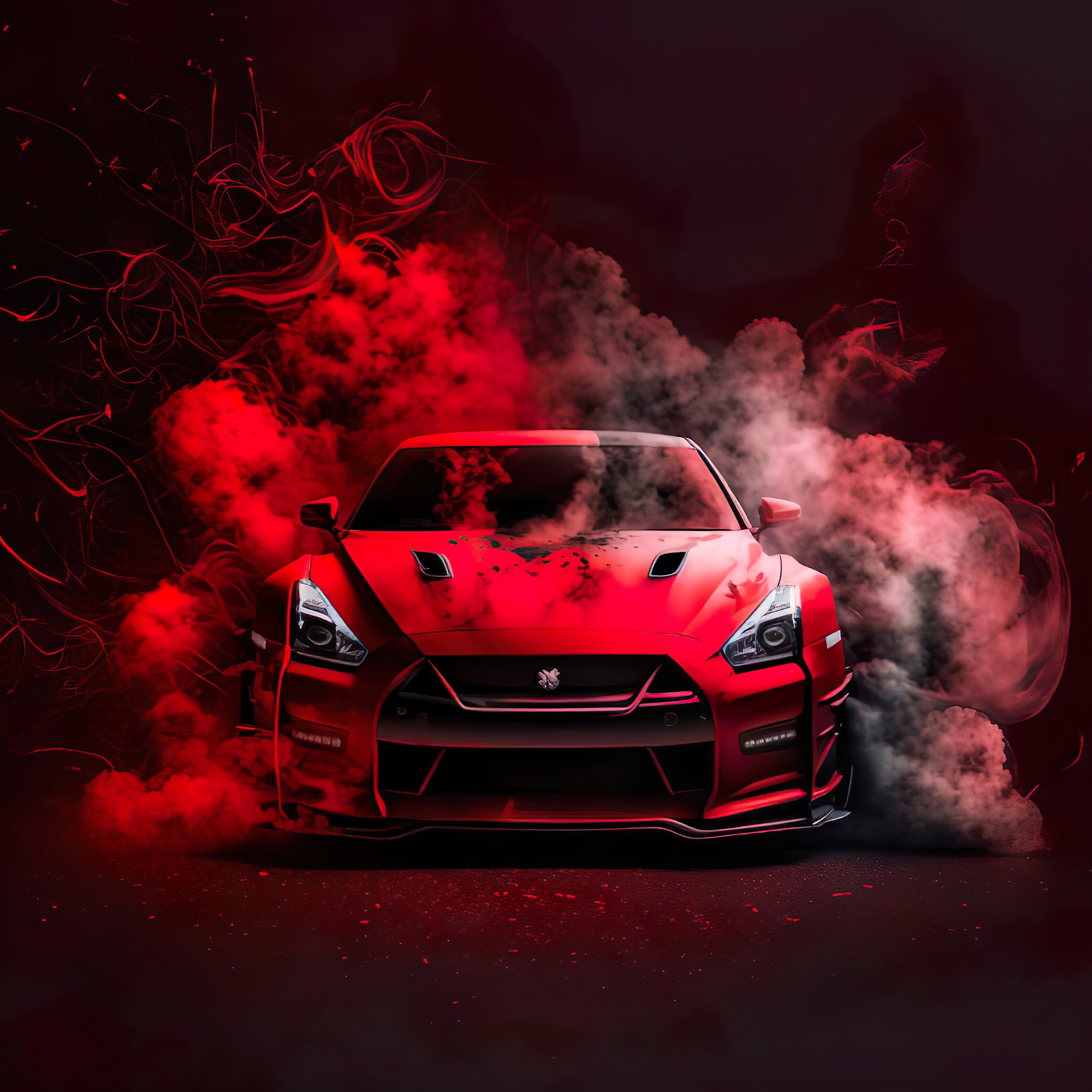 NISSAN GTR Red Smoke Canvas. - Etsy