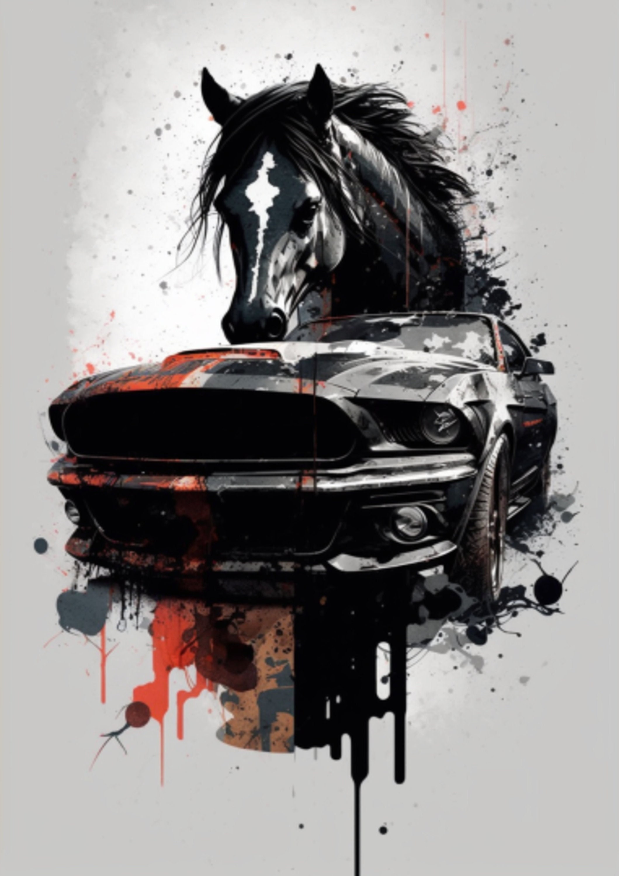Ford Mustang Inspired Digital Art, Digital Car Print, Car Poster ...