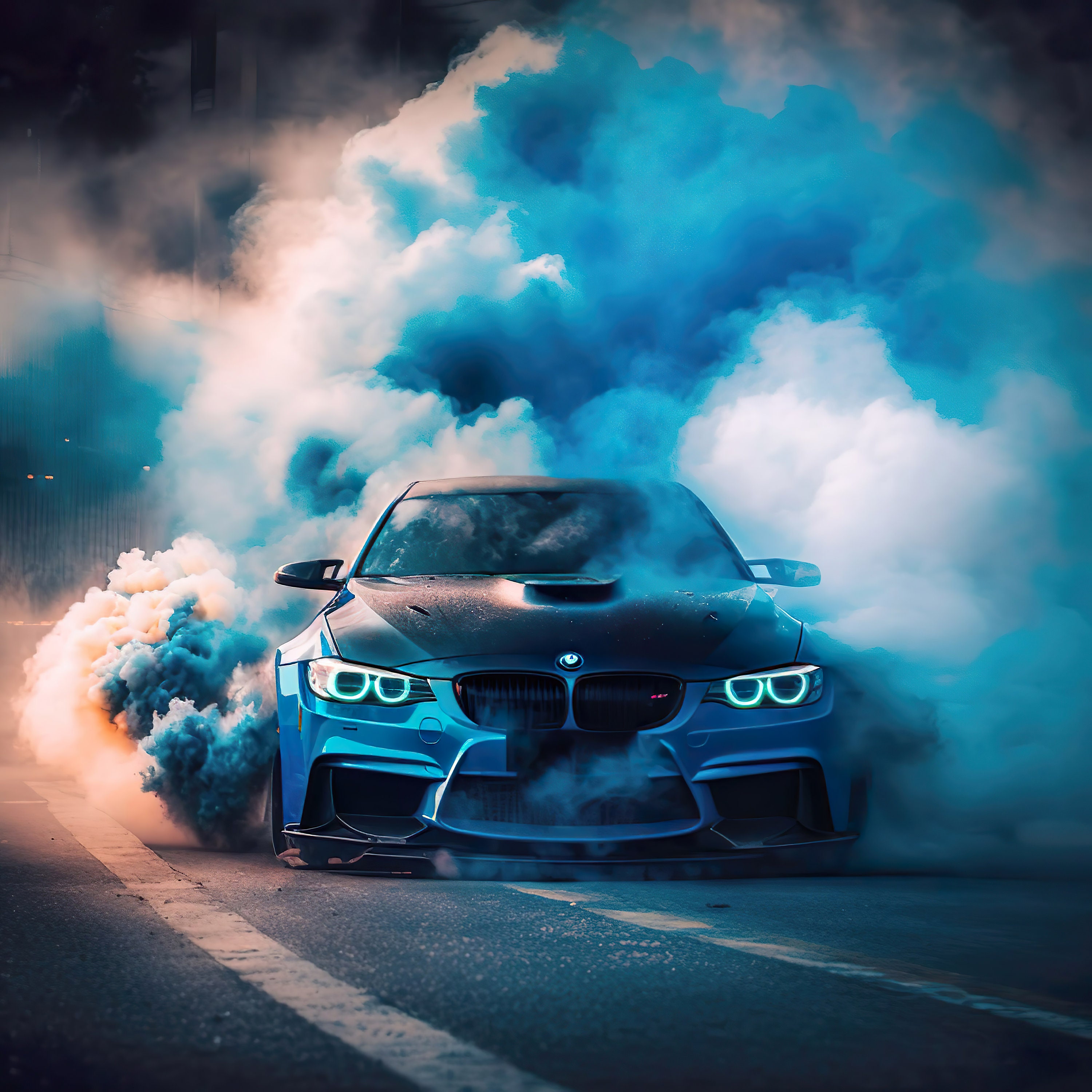 BMW M With Blue Smoke Canvas - Etsy
