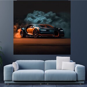 Bugatti Inspired Digital Art, Chiron, Artdigital Car Print, Car Poster ...