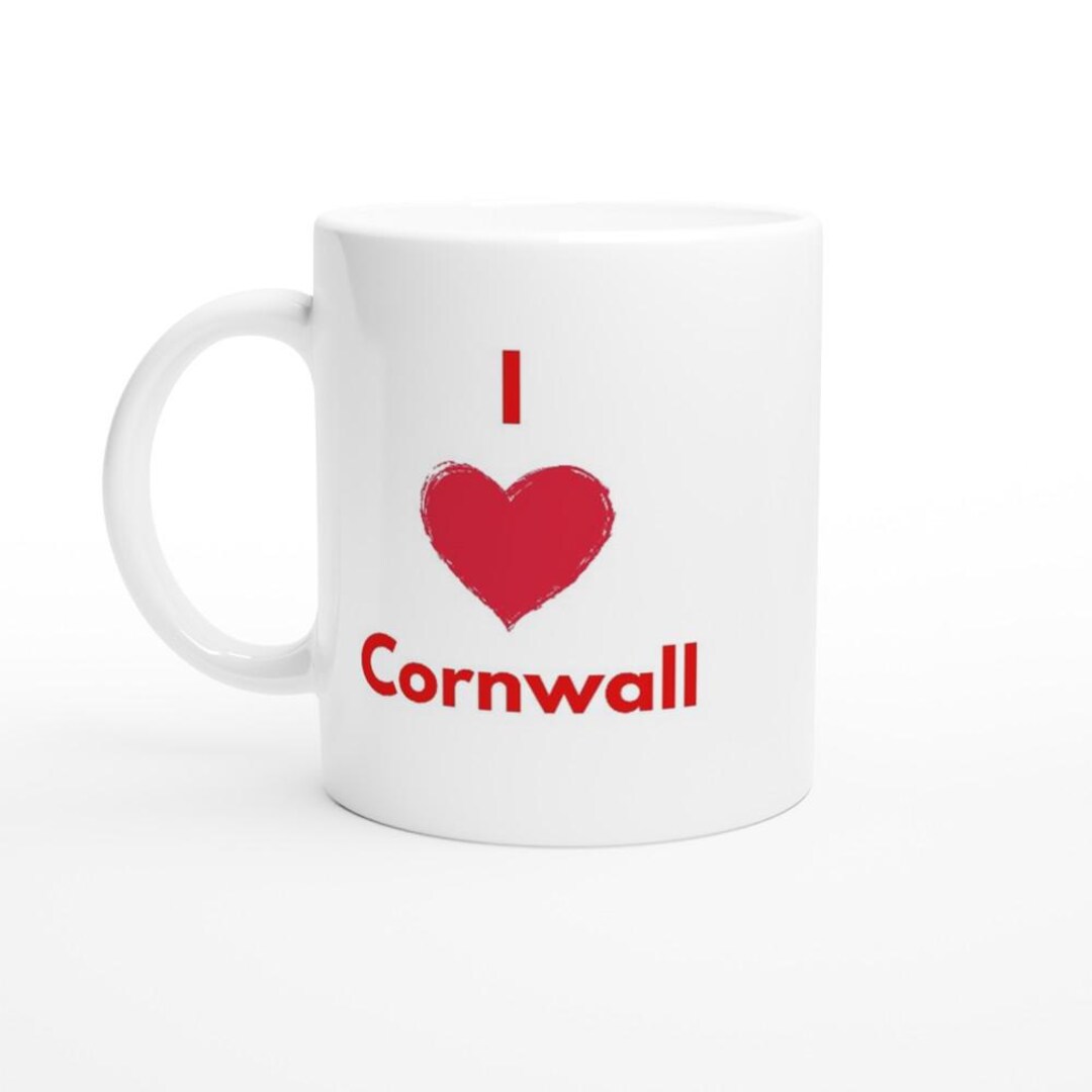 I Love Cornwall Tea and Coffee Mug | Minimalist Cornwall Keepsake Mug ...