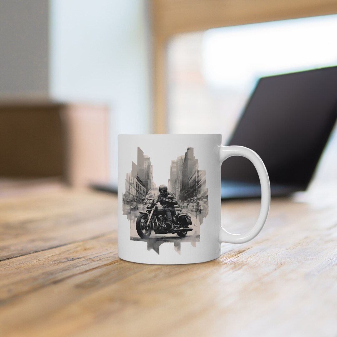 Chopper Motorcycle Mug, Perfect Birthday Gift for Him. White Ceramic ...