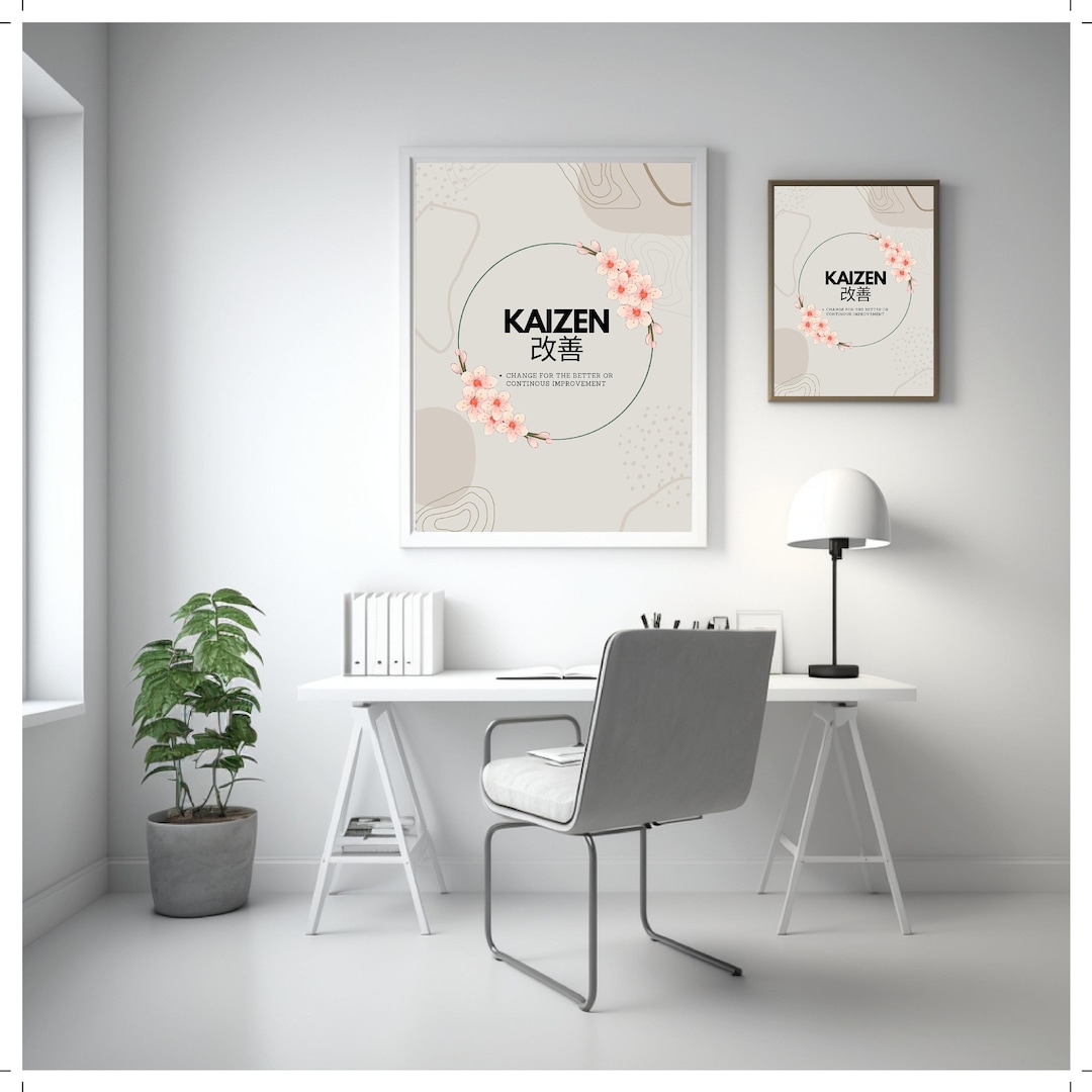 Kaizen Japanese Philosophy Wall Art, Office Living Space Art ...
