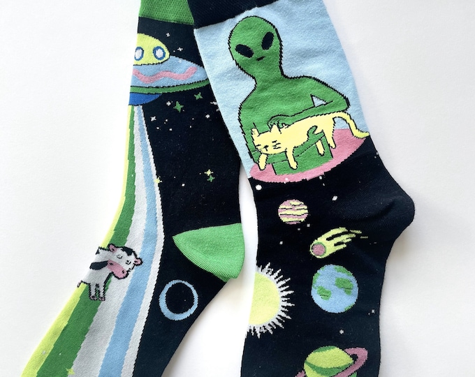 Alien Socks, Mismatched Socks, Odd Socks, Colourful Socks - Etsy