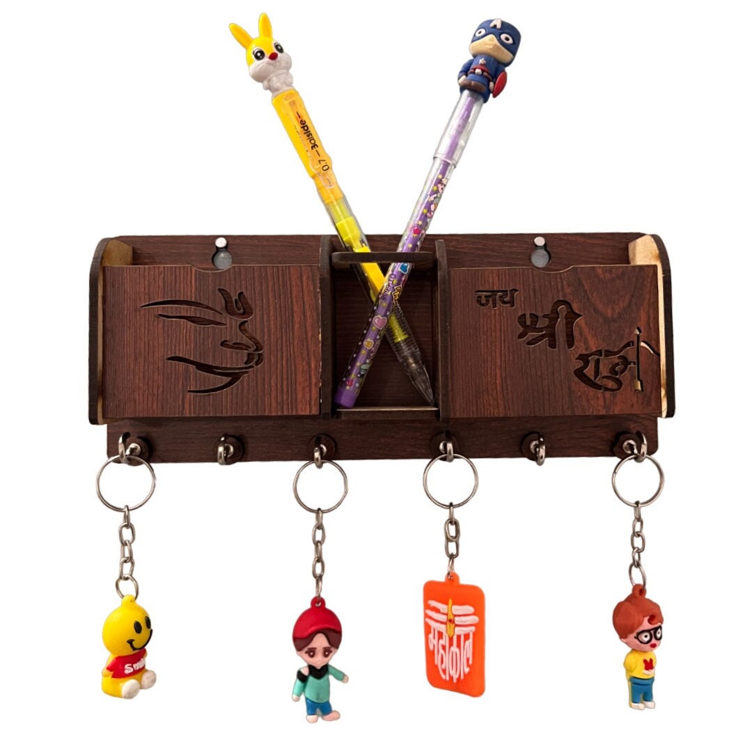 DSP Handicraft Jai Shree Ram Wooden Key Holder for Home, Office ...