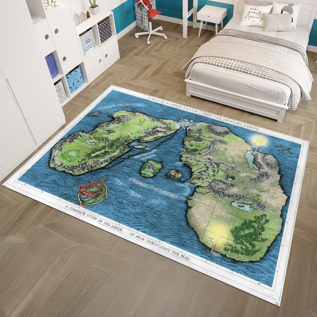 A Map of Middle Earth Rug, Map Rug, Cool Rugs, Popular Rug, Fantastic ...