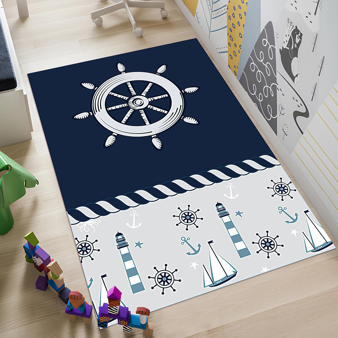 Lighthouse Rug,rudder Rug,boat Rug,sea Rug,colorful Rug,soft Rug,cute ...