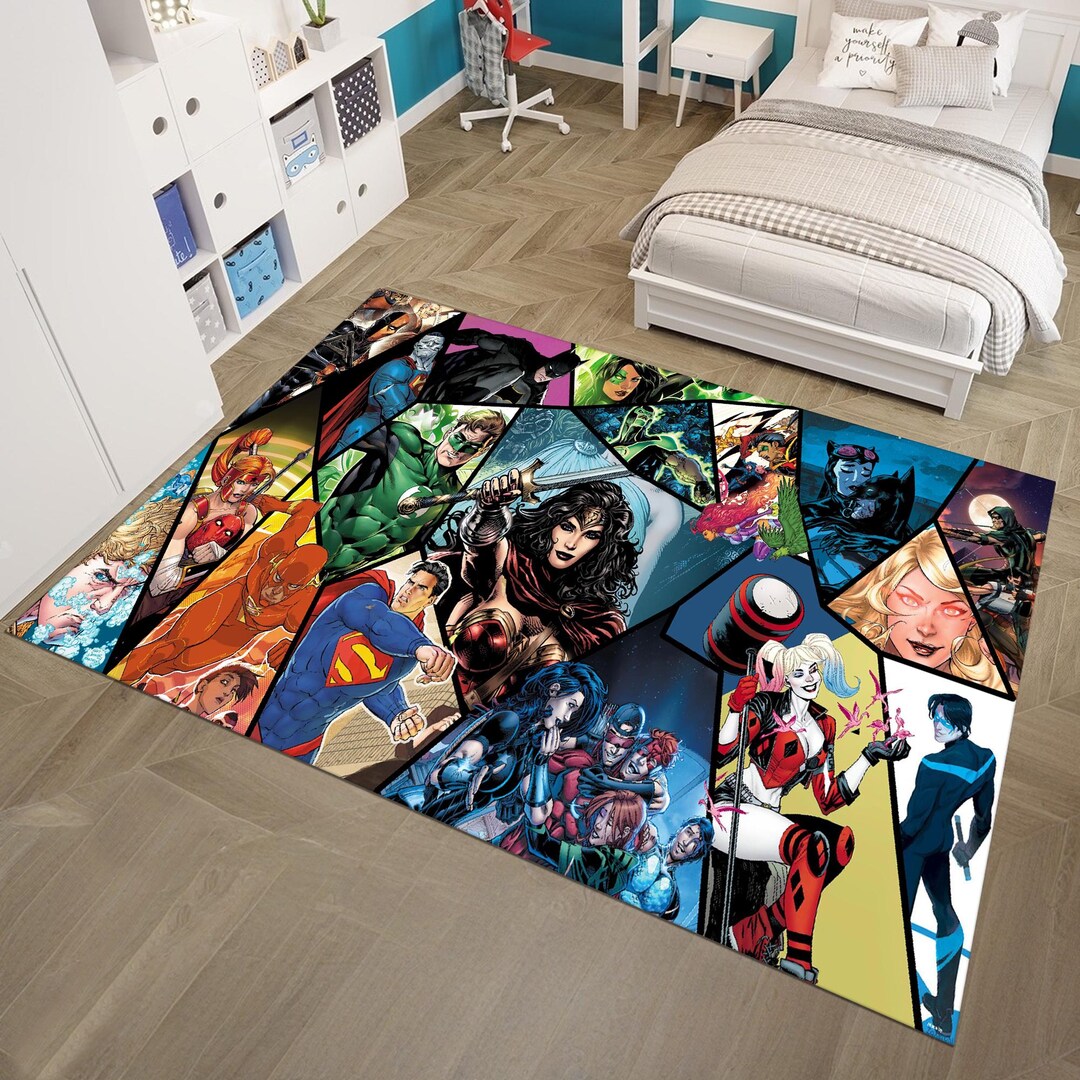 Justice League Rug, Super Hero Characters Rug, Superheros Rug ...