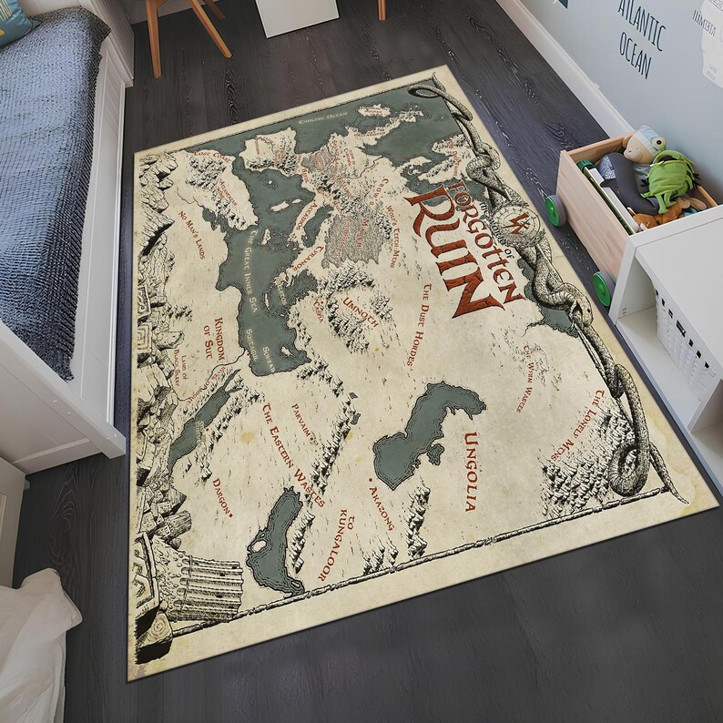 Forgotten Rug, Forgotten Realms Map , Map Rug, Map Decor, Living Room ...