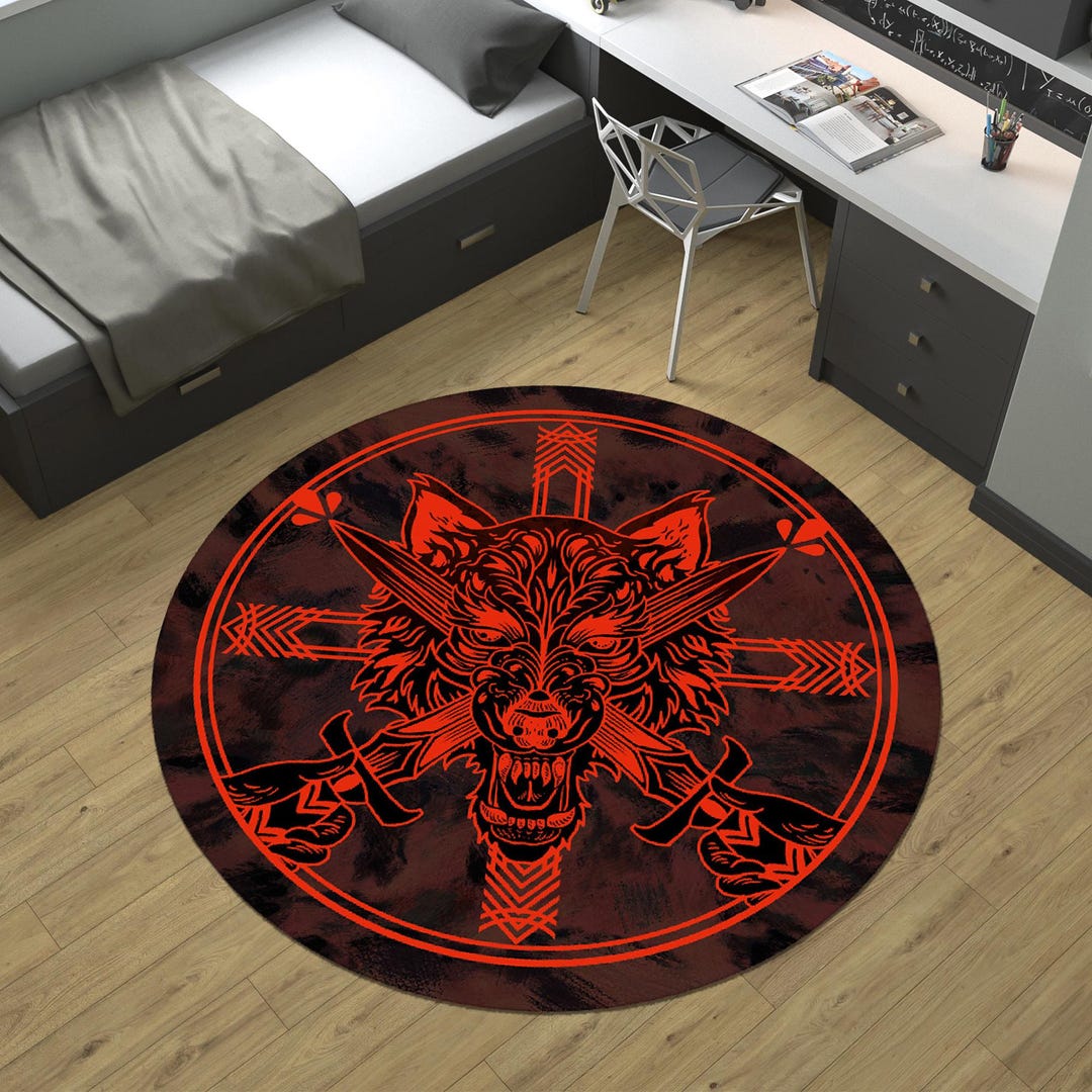 Gothic Rug, Demon Rug, Wolf Rug, Horror Rug, Fear Rug, Red Rug, Wolf ...