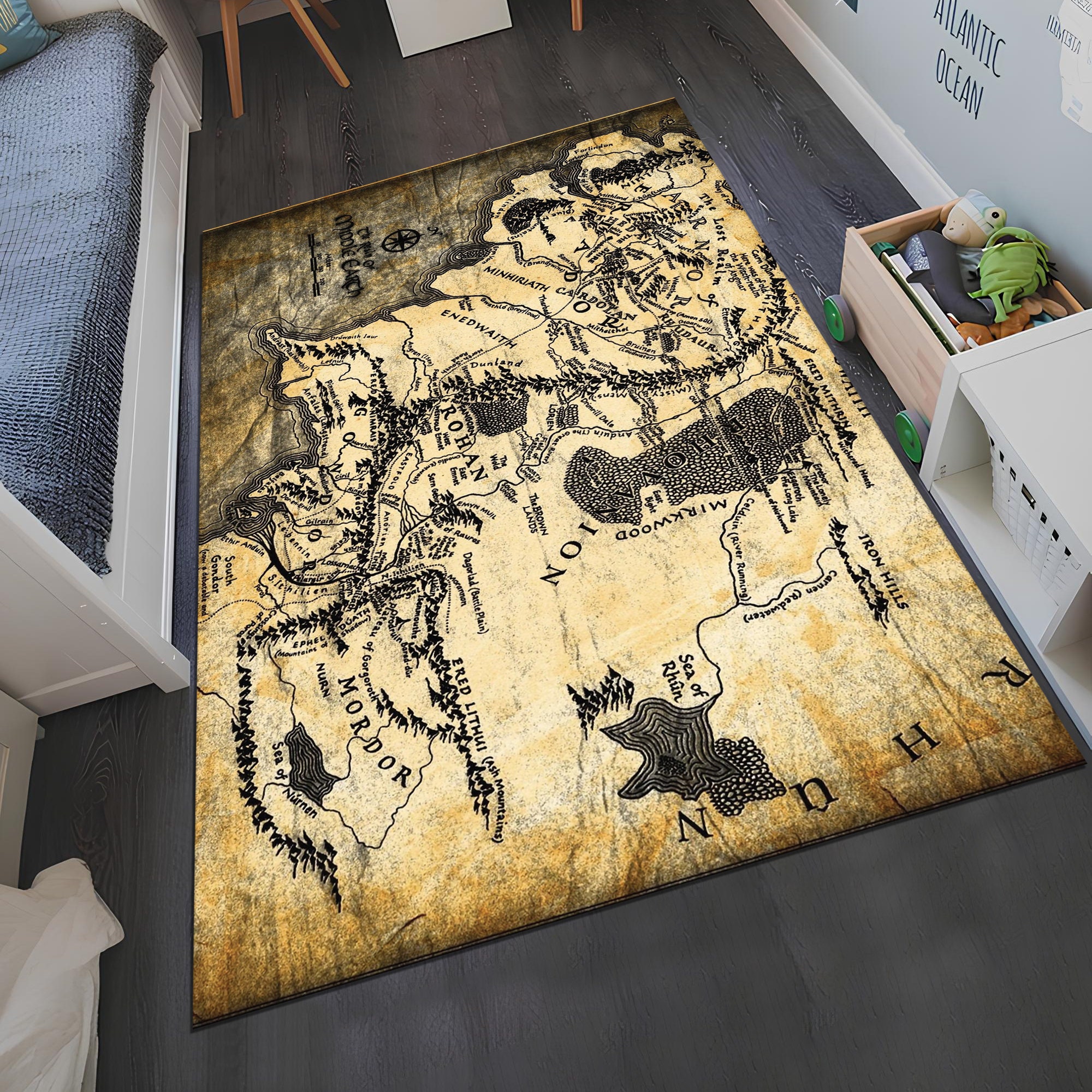 LOTR Rug,middle Earth Map Rug,lotr Map Rug,map Rug,awesome Rug,unique ...