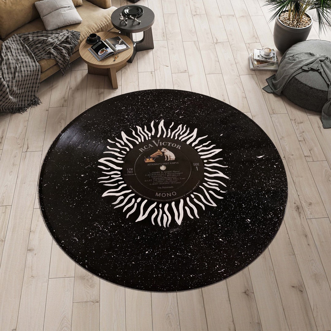 Record Rug,vinyl Record Rug,sun Rug,music Rug,music Decor,round Rug ...