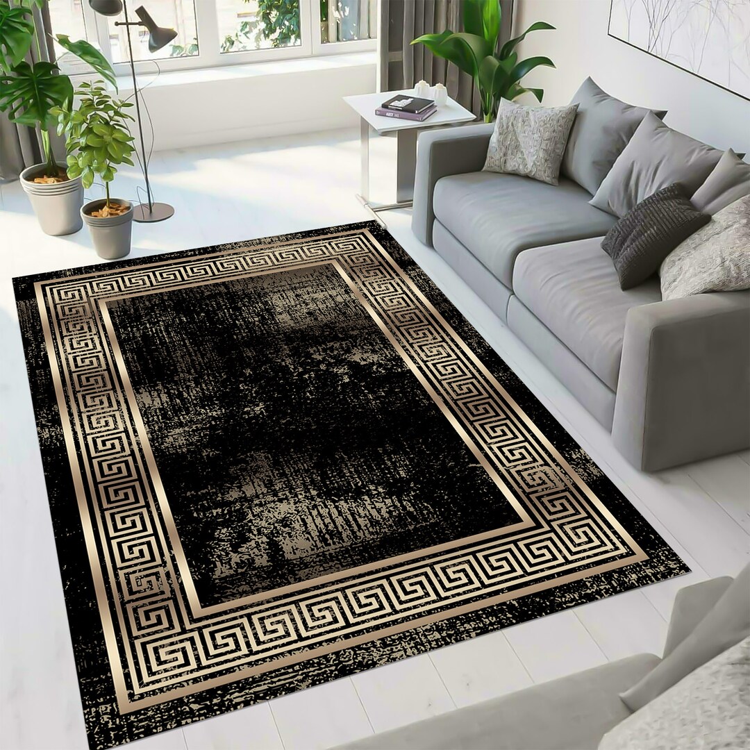 Black Pattern Rug,framed Rug,black Rug,unique Rug,modern Rug,marble ...