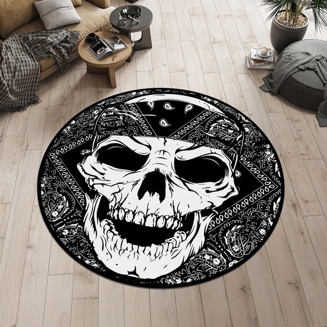 Skull Rug, Horror Rug, Fear Rug, Black and White Rug, Skull Decor ...