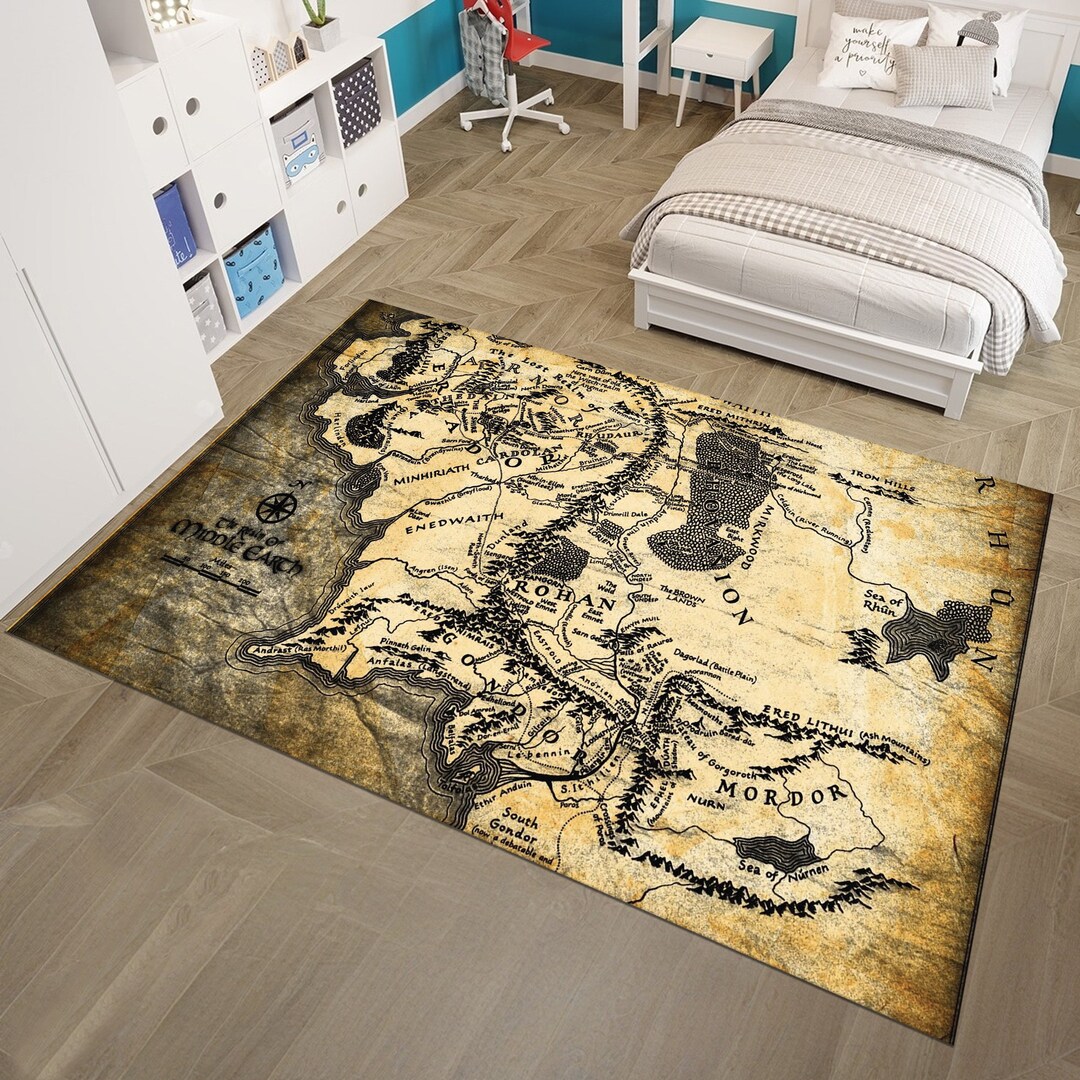 LOTR Rug,middle Earth Map Rug,lotr Map Rug,map Rug,awesome Rug,unique ...
