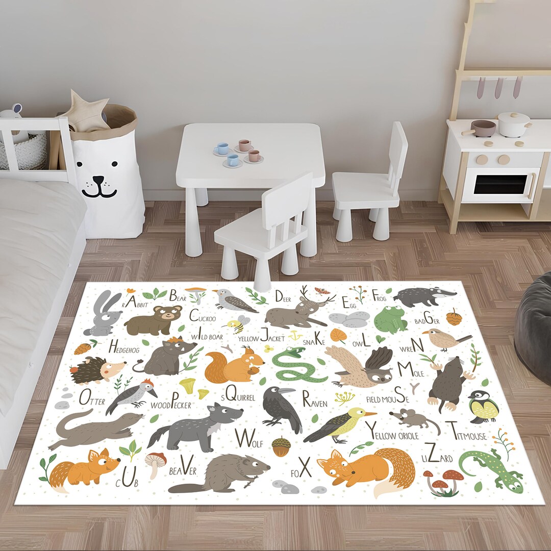 Alphabet Rug,educational Rug,animals Rug,colorful Rug,kids Rug,nursery ...