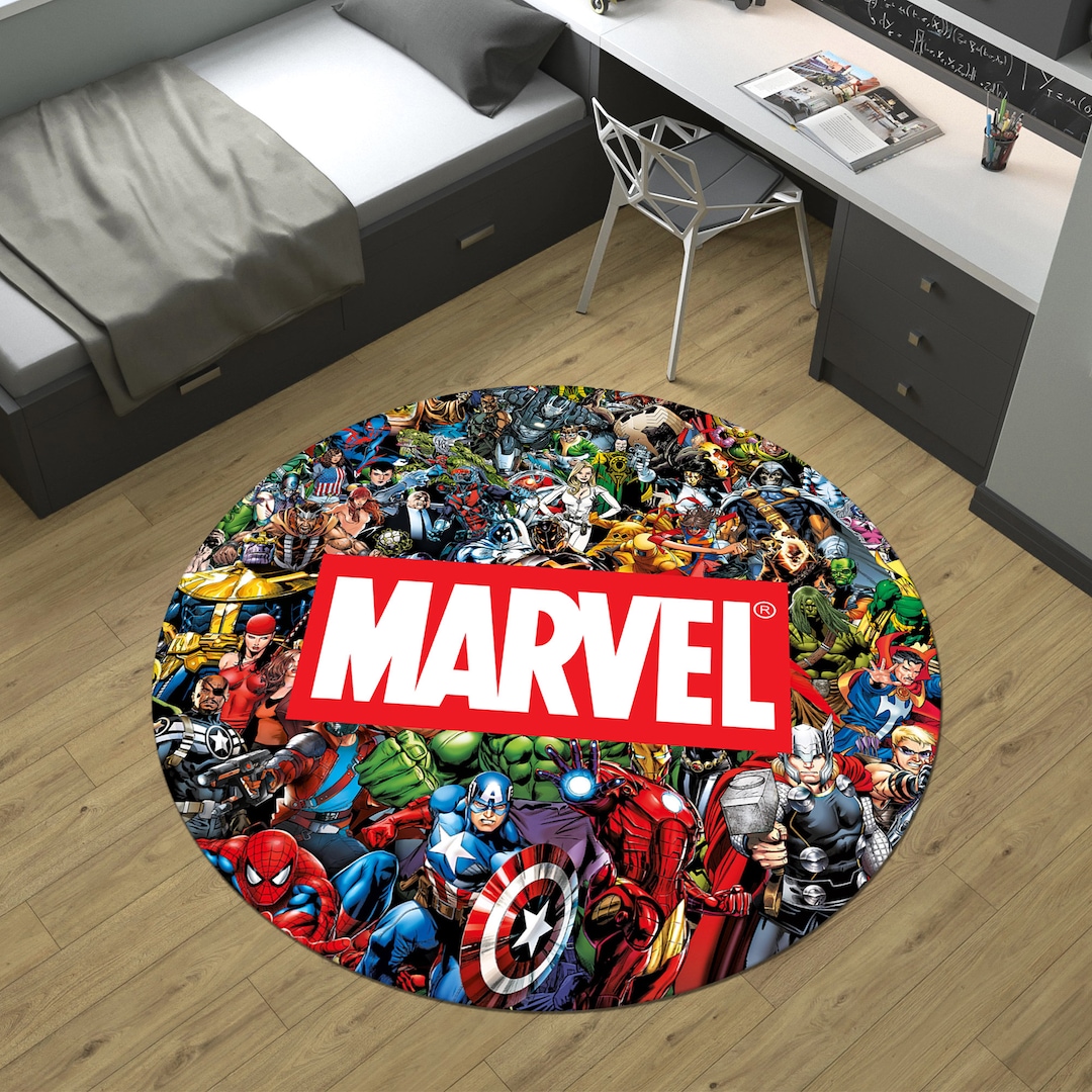 Marvel Characters Rug,round Rug,movie Rug,fantastic Rug,movie Decor ...