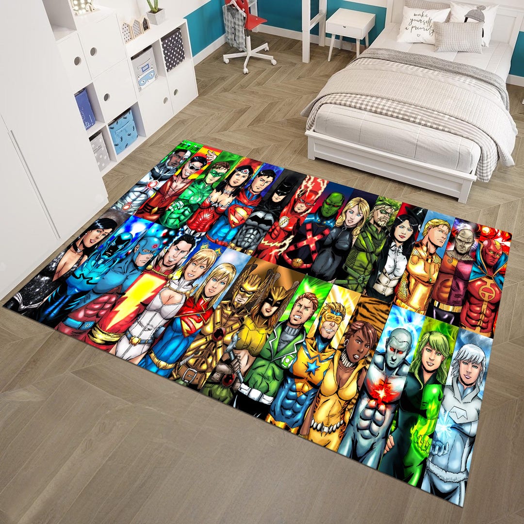 Justice League Rug, Marvel Characters Rug, Superheros Rug, Fantastic ...