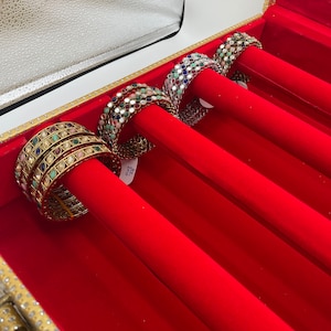 4 Rods Large Bangle Box Gold & Silver With Window Girls and Women ...