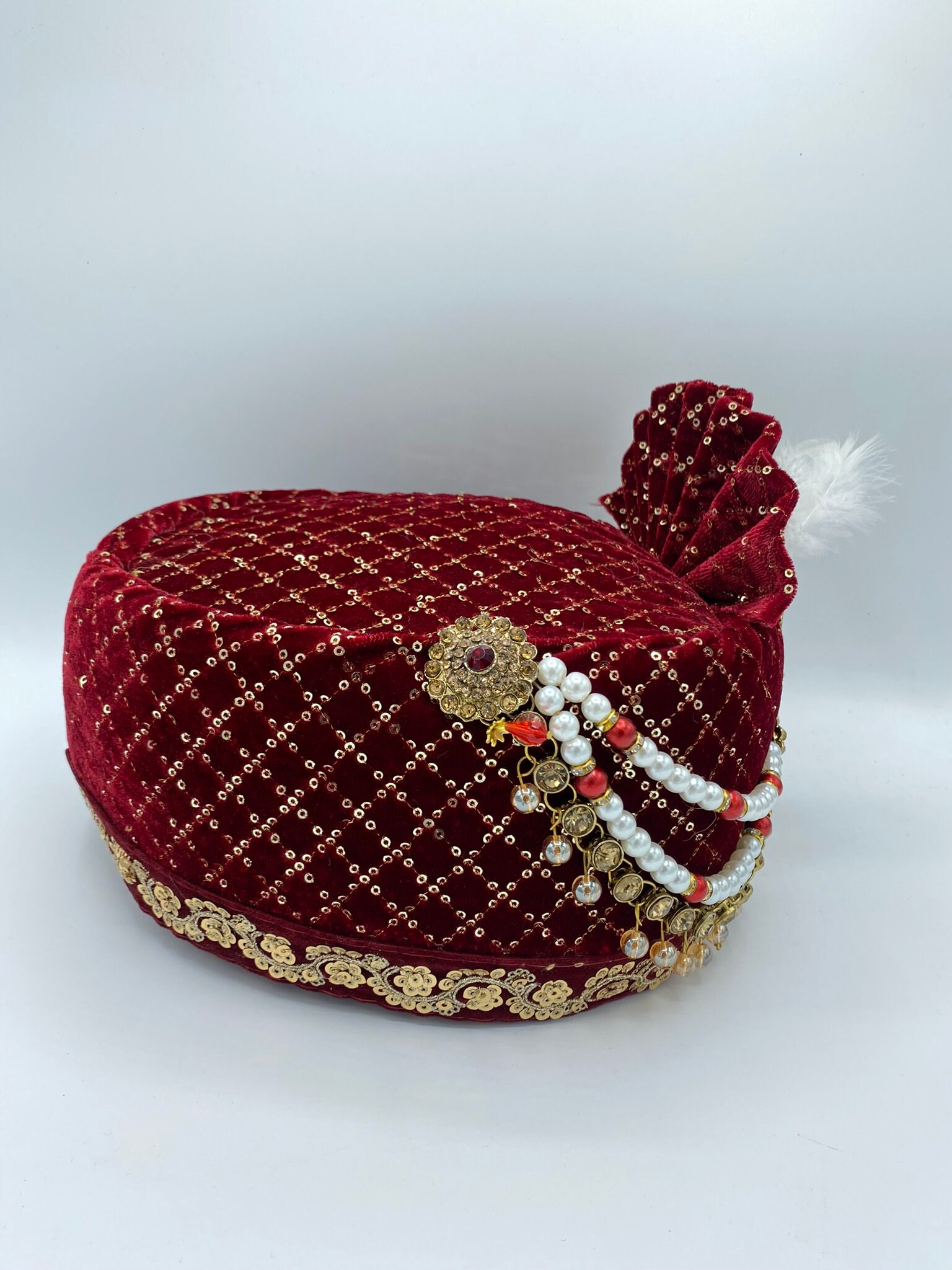 Maroon & Gold Turban With Kalgi Indian Pakistani Asian Weddings ...
