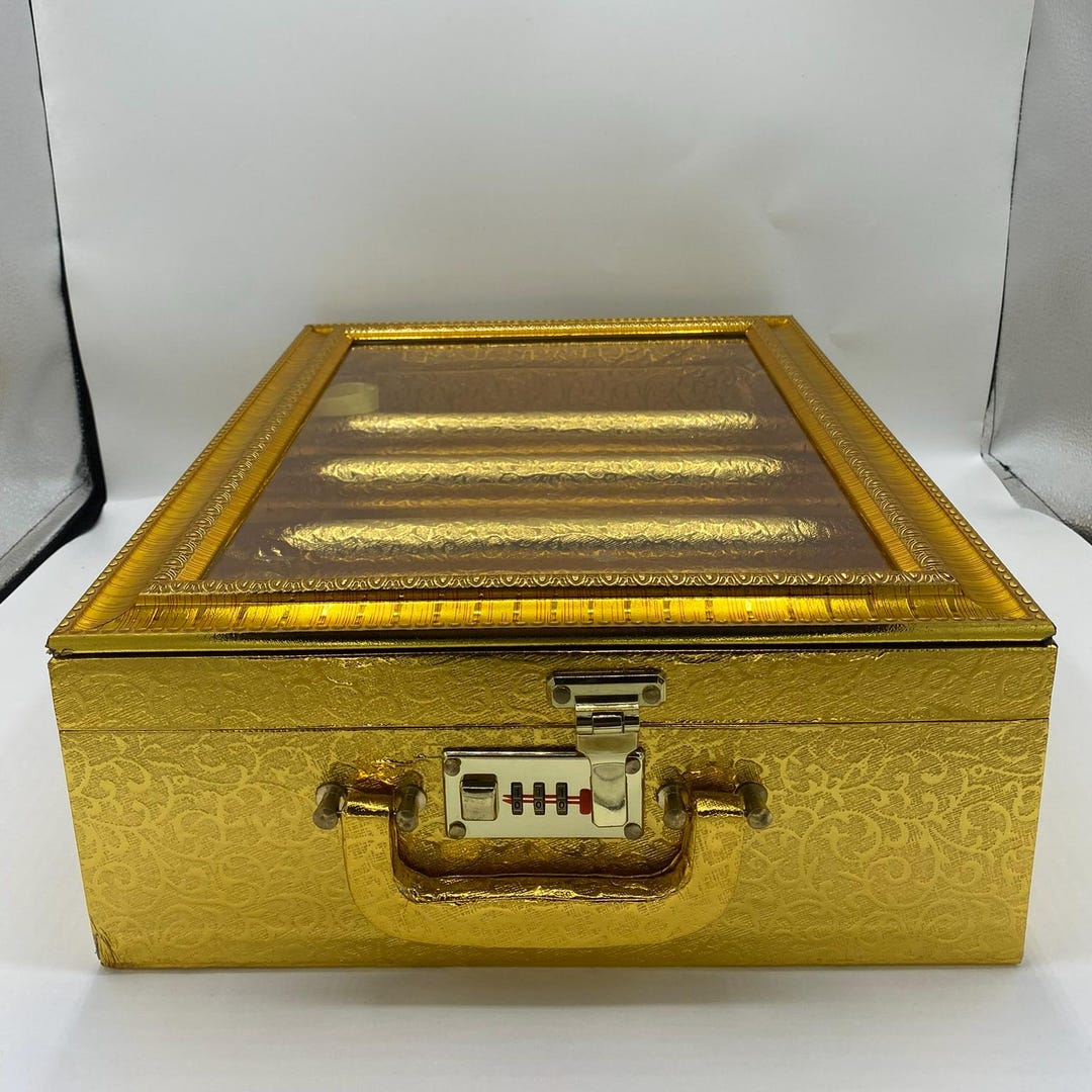 4 Rods Large Royal Gold Bangle Box With Window Pattern Girls and Women ...