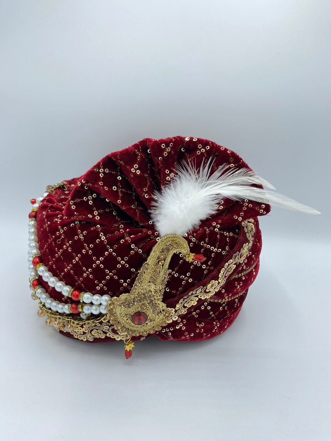 Maroon & Gold Turban With Kalgi Indian Pakistani Asian Weddings ...
