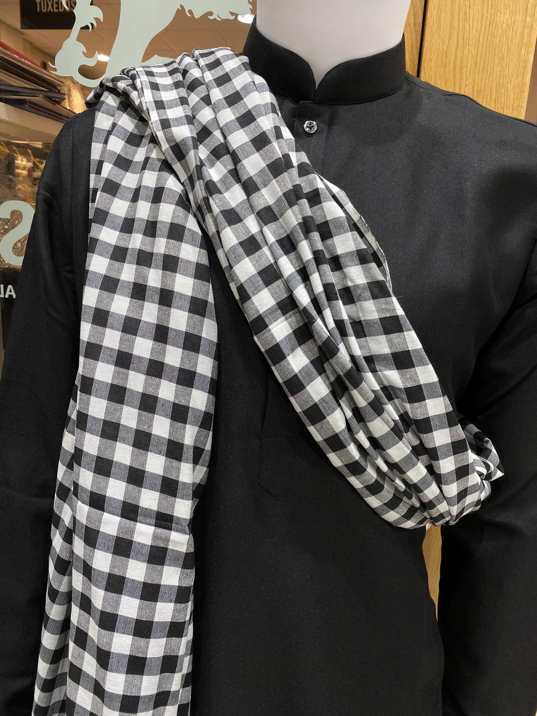 Chequered Shawl Punjabi Gingham Dabbi Check Parna Fabric Turban Pagh ...