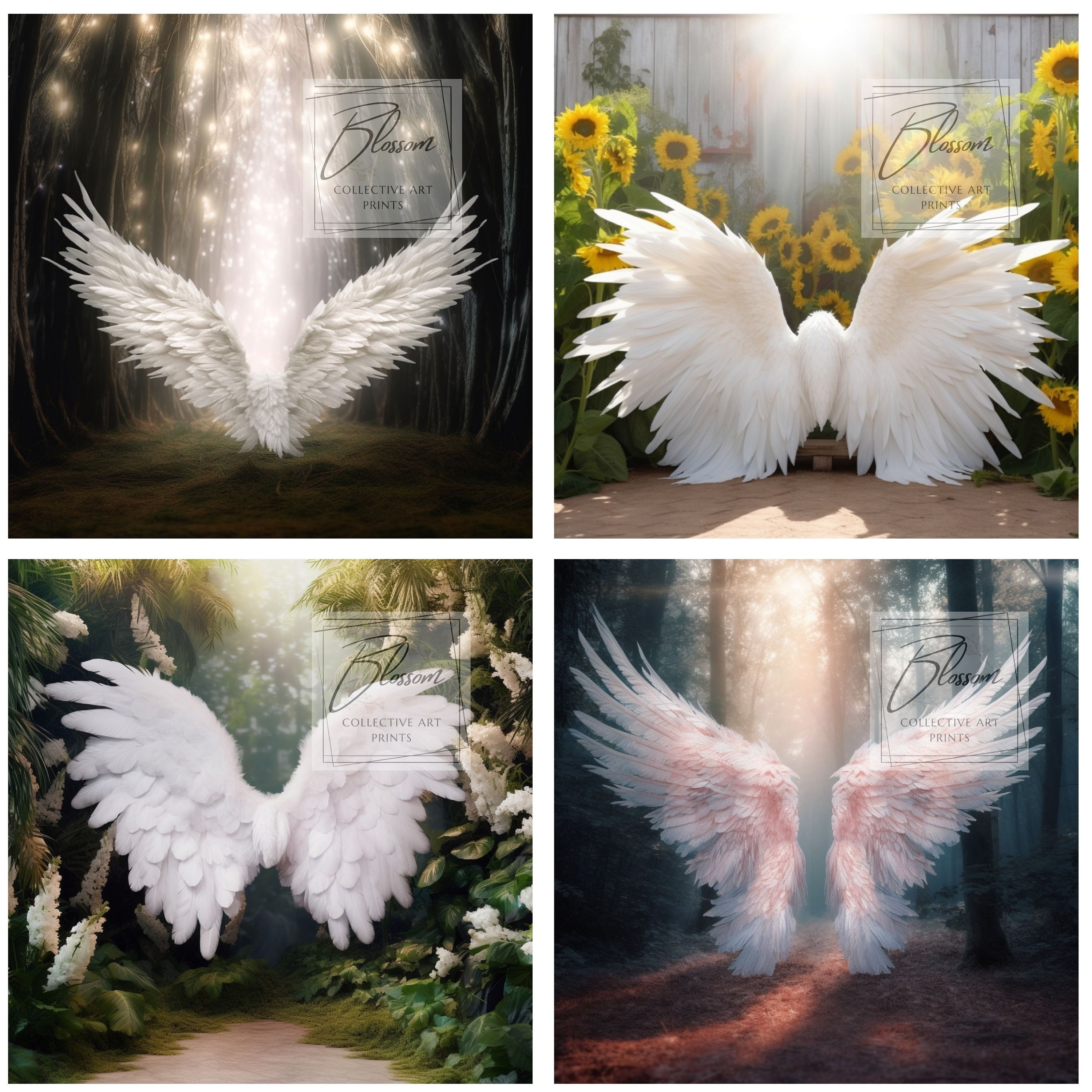 15 X Digital Backdrops, Elegant Angel Wings Background, Wing Digital ...