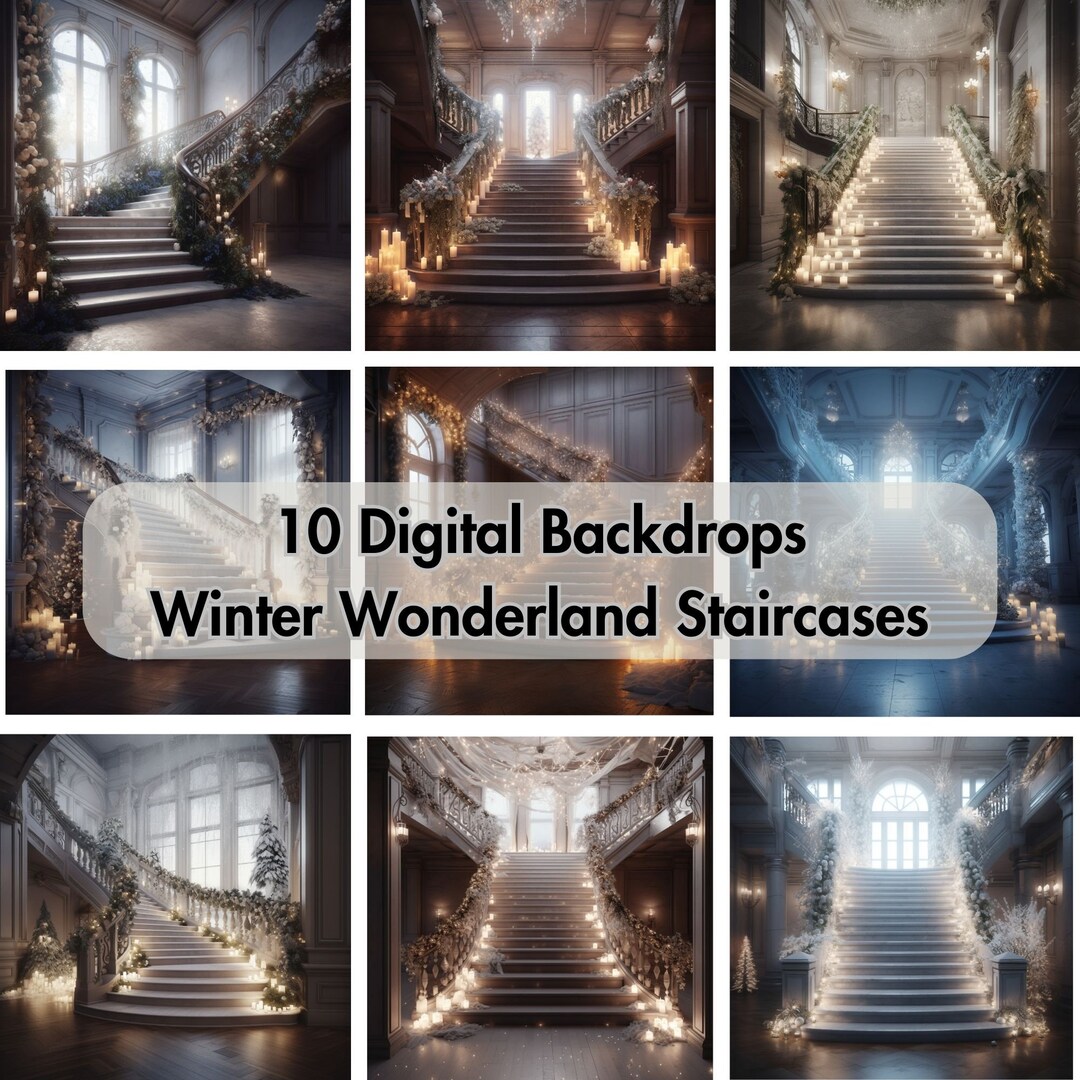 10 X Digital Backdrops, Classic Elegance Grand Winter Wonderland ...